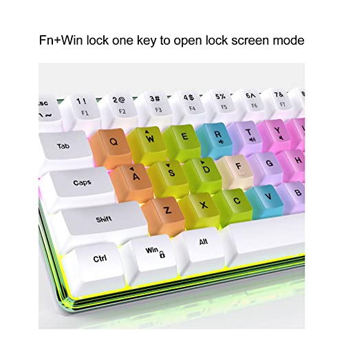 YEmirth Gaming Keyboard 61 Keys Mechanical Keyboard RGB Backlight Colorful Keycaps Mini Wired Mechanical Keyboard