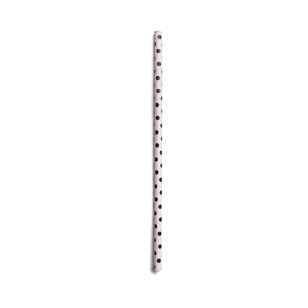 Restaurantware 7.8 In Paper Straws For Drinking, 100 Sturdy Eco-Friendly Paper Straws - Biodegradable, Polka Dot Design, Black & White Paper Biodegradable Paper Straws, Vibrant Colors, For Cold Drinks
