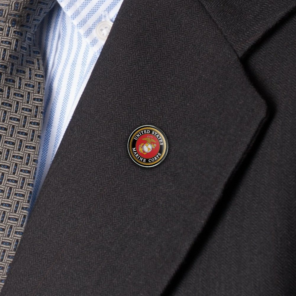 Marines USMC Emblem Black Yellow Red Officially Licensed Metal 0.75" Lapel Hat Pin Tie Tack Pinback