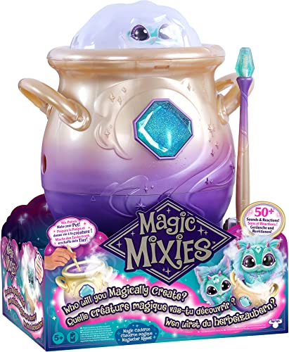 Magic Mixies Magical Misting Cauldron with Interactive 8 inch Blue Plush Toy and 50+ Sounds and Reactions, Multicolor
