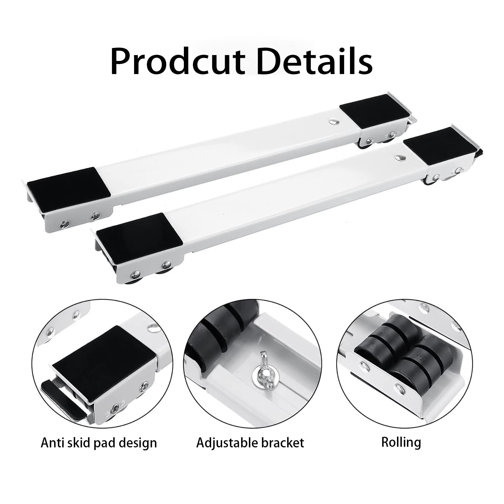 Lidengdeng Washing Machine Pedestal, Refrigerator Stand, Universal Mobile Tool Base, Movable Adjustable Washer and Dryer Stand, Refrigerator Base, Roller with Brake, Firm, Non Slip, Wheeled, 2 Pcs