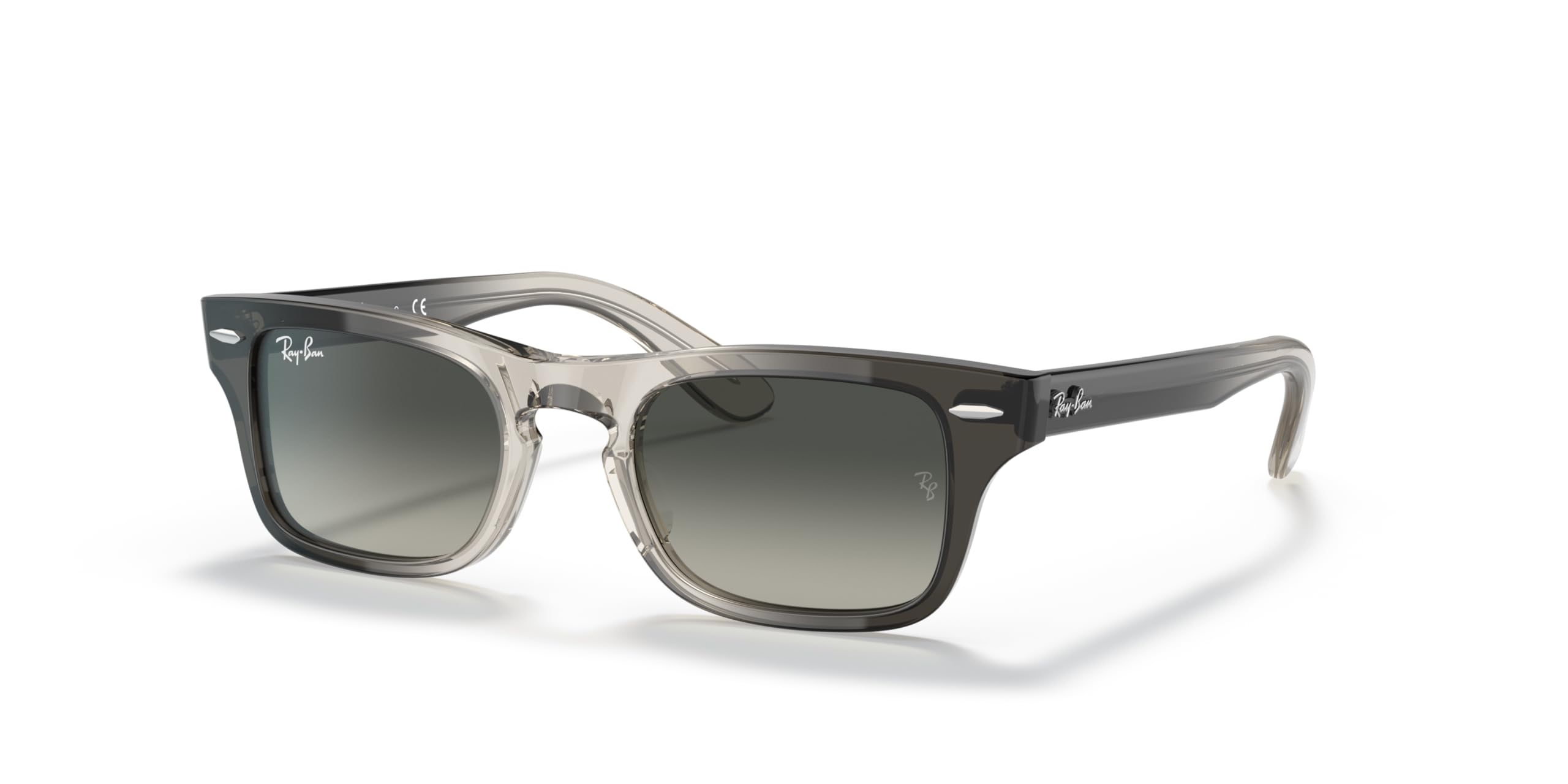 Ray-Ban Junior Boys' RJ9083S Burbank Junior Rectangular Sunglasses, Transparent Grey/Gradient Grey, 45 mm