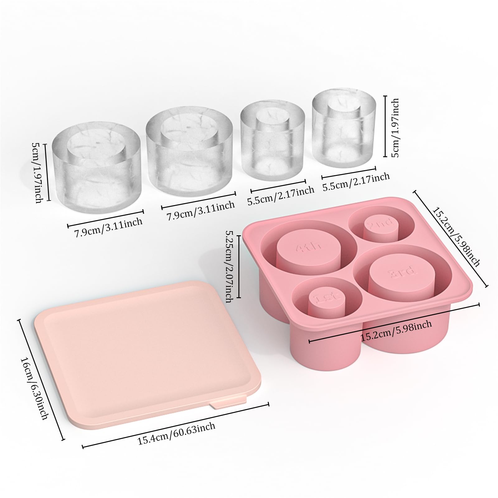 Tofern Ice Cube Tray with Lid Stanley Ice Mold Silicone Large Hollow Cylinder Ice Cube Tray Large Ice Cube Tray for Whiskey Cube Maker for Cocktail Silicone Old Fashioned Ice Cube Trays