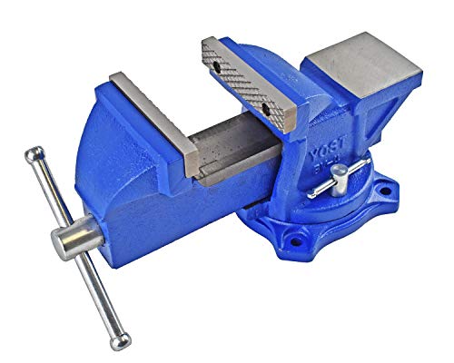 Yost Vises Tool 4-Inch Workshop Duty Bench Vise, Model BV-4, with 120-Degree Swivel Base, Blue