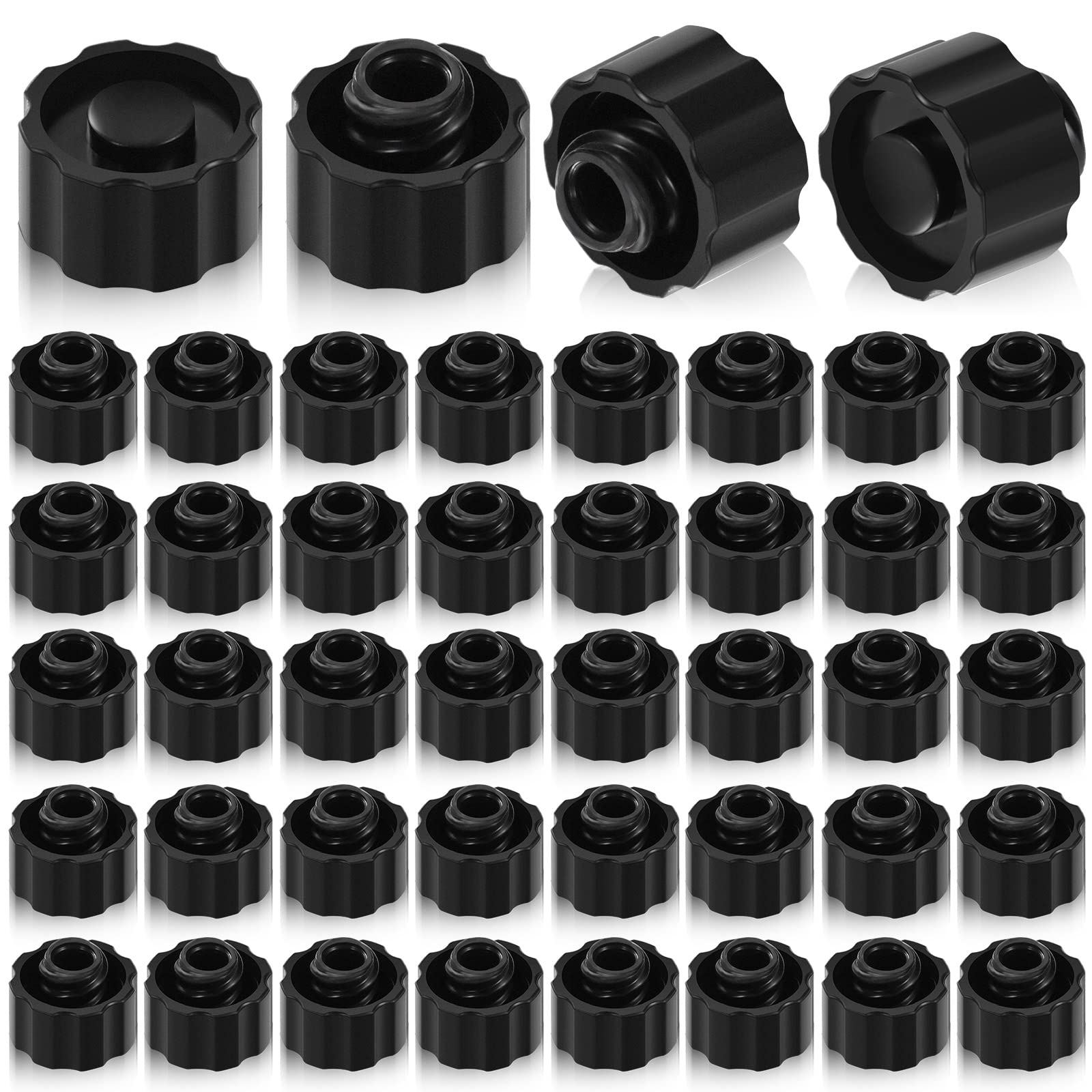 Yinkin 100 Pcs Syringe Tip Caps No Needle Connector Feeding Tube Supplies for Lab Dispensing Feeding, Black