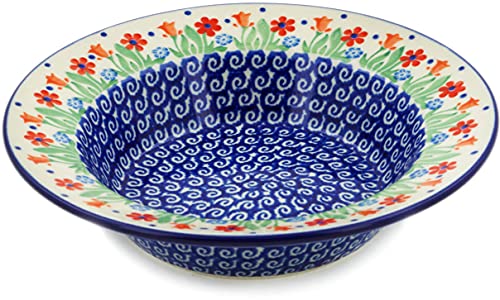 Polish Pottery 8-inch Pasta Bowl made by Ceramika Artystyczna (Babcia's Garden Theme) + Certificate of Authenticity