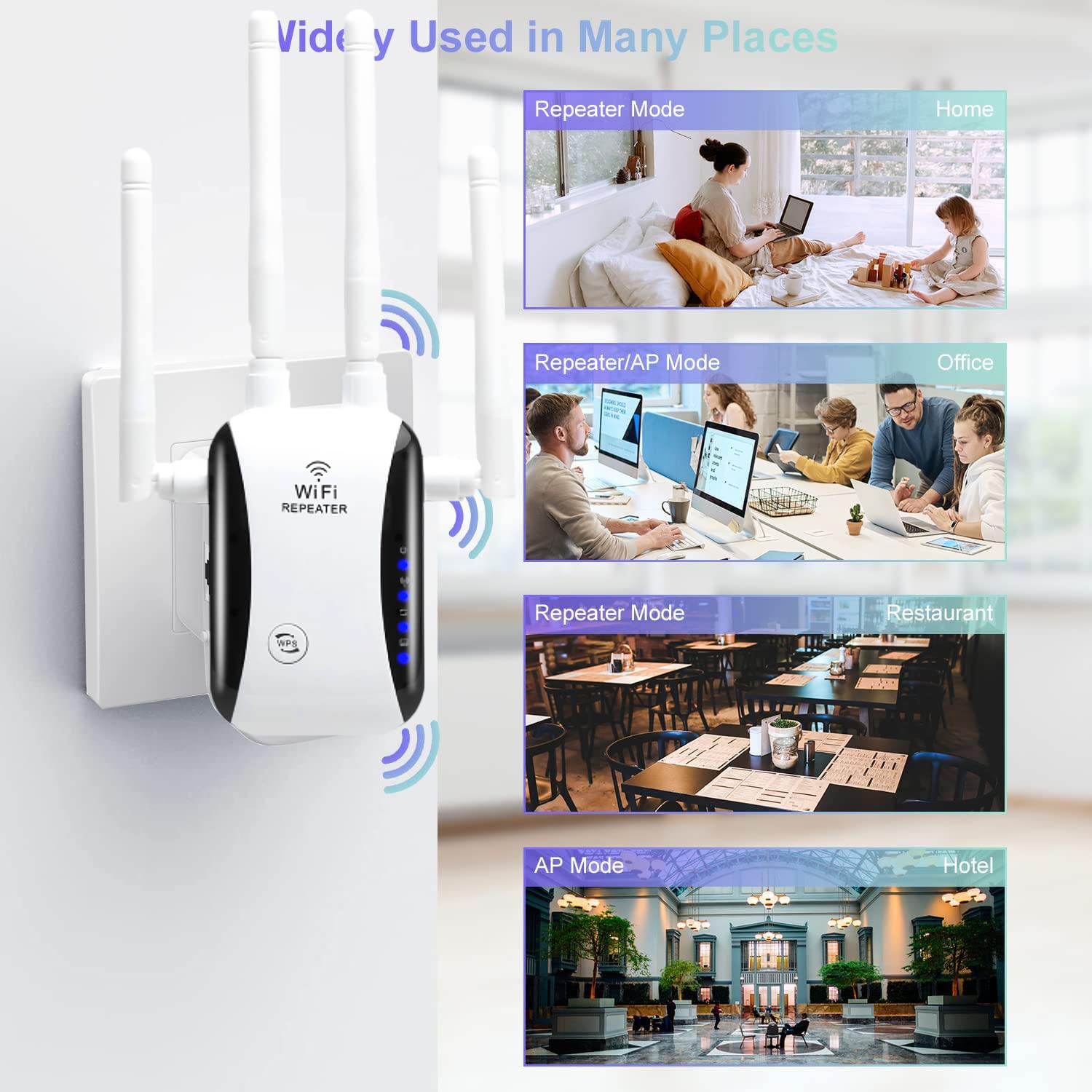WiFi Extender,WiFi Extender Signal Booster for Home,Covers Up to 4000 Sq.ft and 32 Devices WiFi Range Extender,nternet Repeater, Long Range Amplifier with Ethernet Port,Access Point,Alexa Compatible