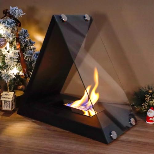 NEWIMAGE Tabletop Fire Pit, Fire Bowl 14.5" H Portable Tabletop Fireplace Clean Burning Bio Ethanol Ventless Fireplace for Indoor Outdoor Patio Parties Events(Triangles)