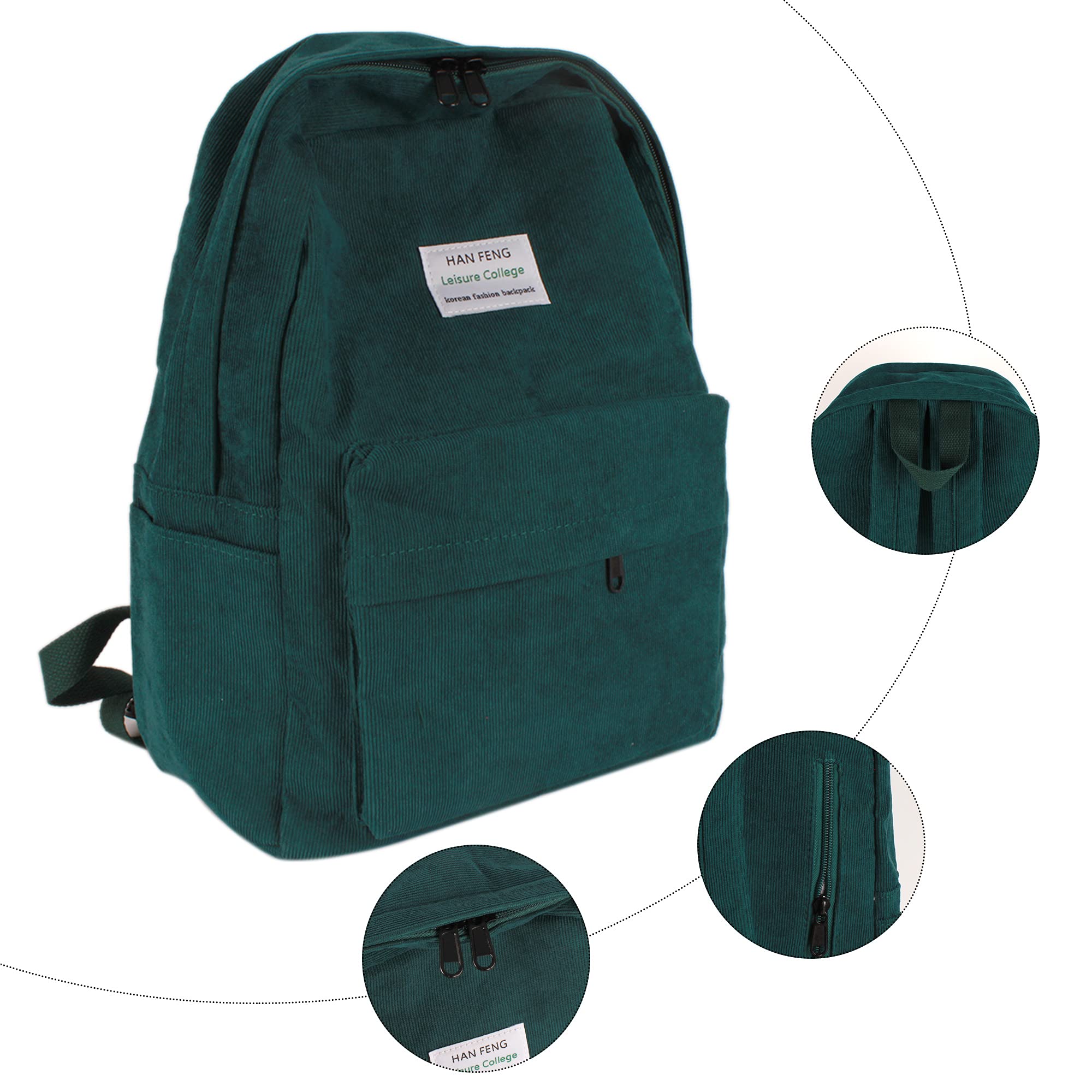 Monique Women Large Solid Color Corduroy Backpack Casual Daypack Shoulders Bag