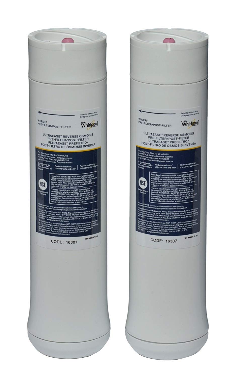 Whirlpool WHAROS5 Reverse Osmosis (RO) Water Filtration System With Chrome Faucet | Extra Long Life | Easy To Replace UltraEase Filter Cartridges, 14" deep x 13" wide x 15 inches tall, Blue