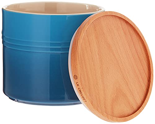Le Creuset Stoneware Canister with Wood Lid, 1.5 qt. (5.5" diameter), Marseille