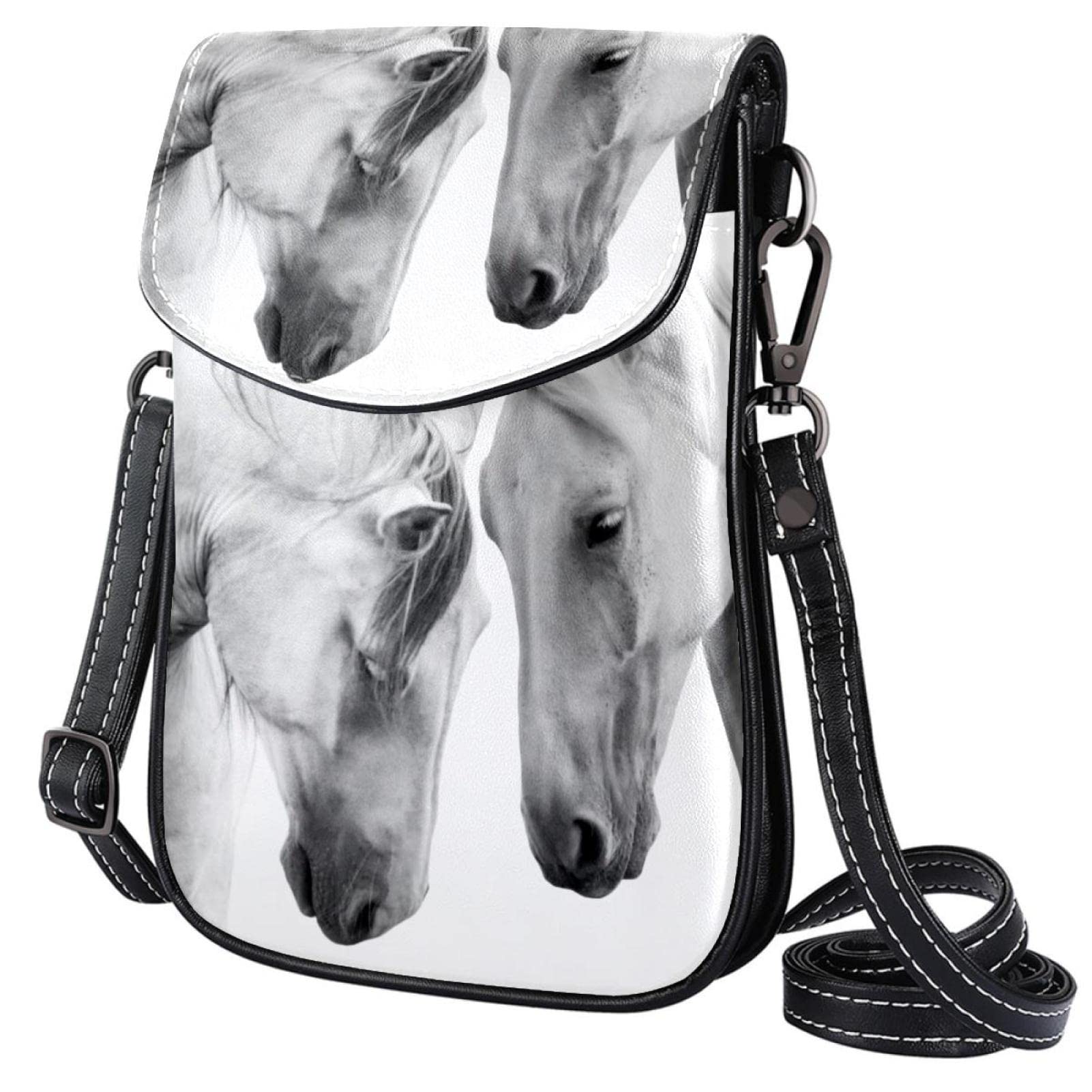 Small Crossbody Bag Horse White Cell Phone Purse Wallet