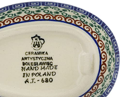 Polish Pottery 4¾-inch Spoon Rest made by Ceramika Artystyczna (Grecian Sea Theme) + Certificate of Authenticity