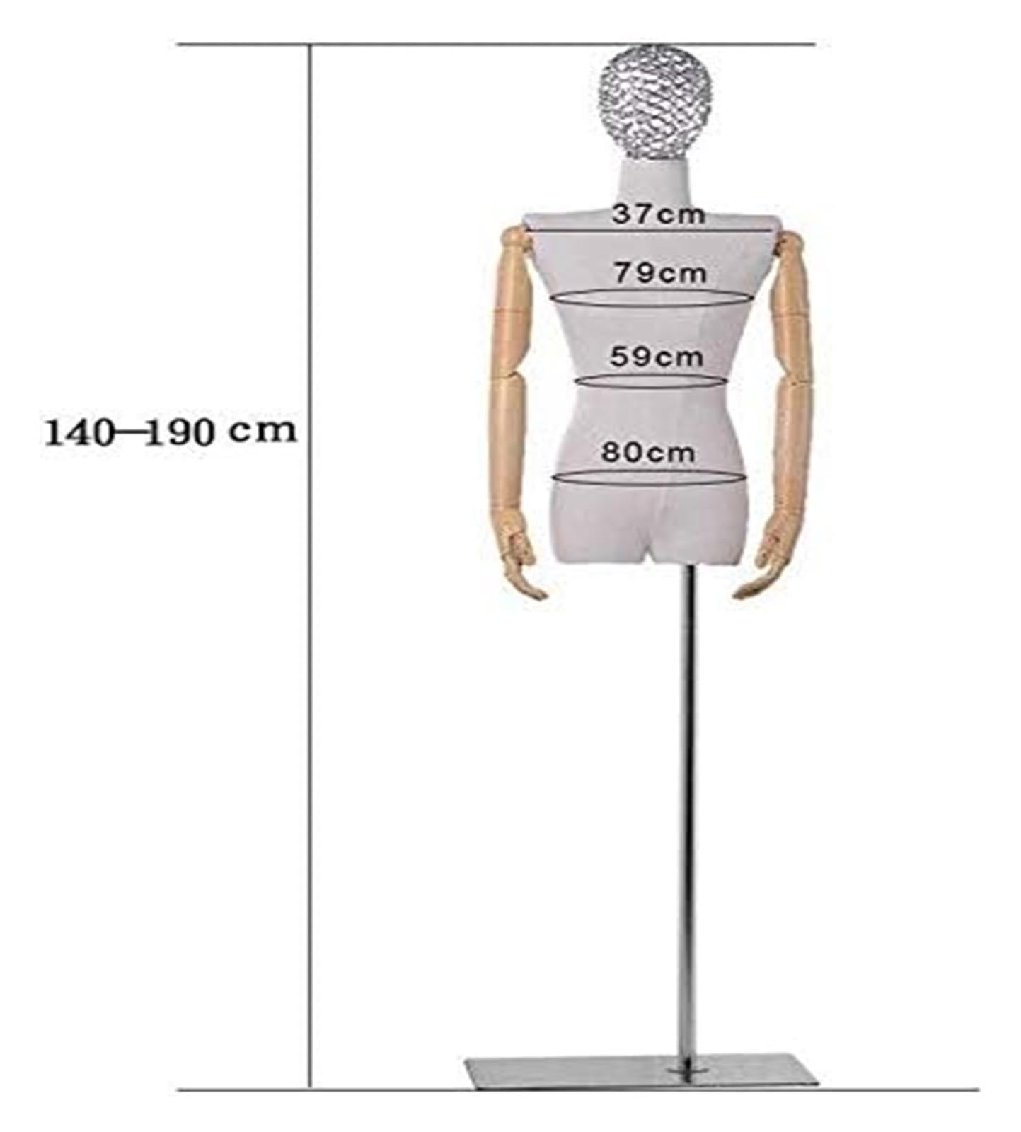Mannequin Tailors Dummy Torso Dress Form Torso Adjustable Female Tailors Dressmakers Dummies Bust Torso with Iron Frame for Apparel Jewelry Display Stand