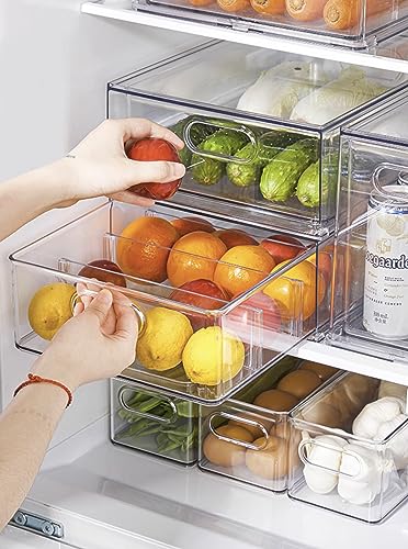 YouLike 1pack Stackable Refrigerator Organizer Bins with Pull-Out Drawer, Fridge Drawers Containers, Refrigerator, Freezer, Vanity & Fridge Organization and Storage