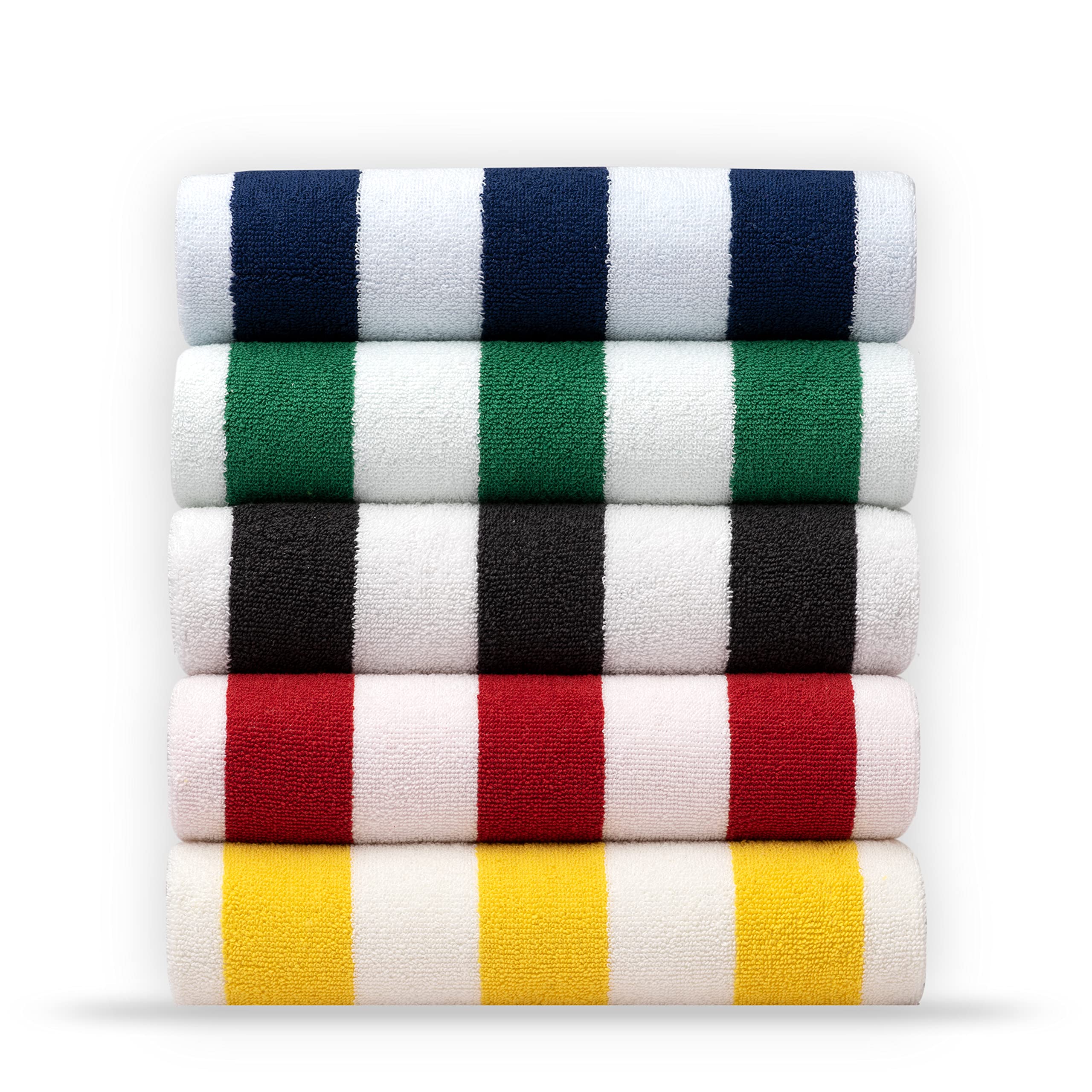 LANE LINEN Beach Towel Set of 4-100% Cotton Beach Towels, Cabana Stripe Pool Towels, Oversized Beach Towels for Adults (30" x 60β), Highly Absorbent, Large Beach Towels, Quick Dry Towel - Blue