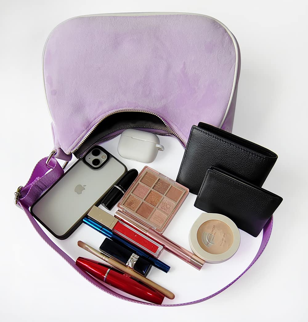 Shoulder Bag With Zipper Closure,Mini-Purses,handbags For Women In Lilac.