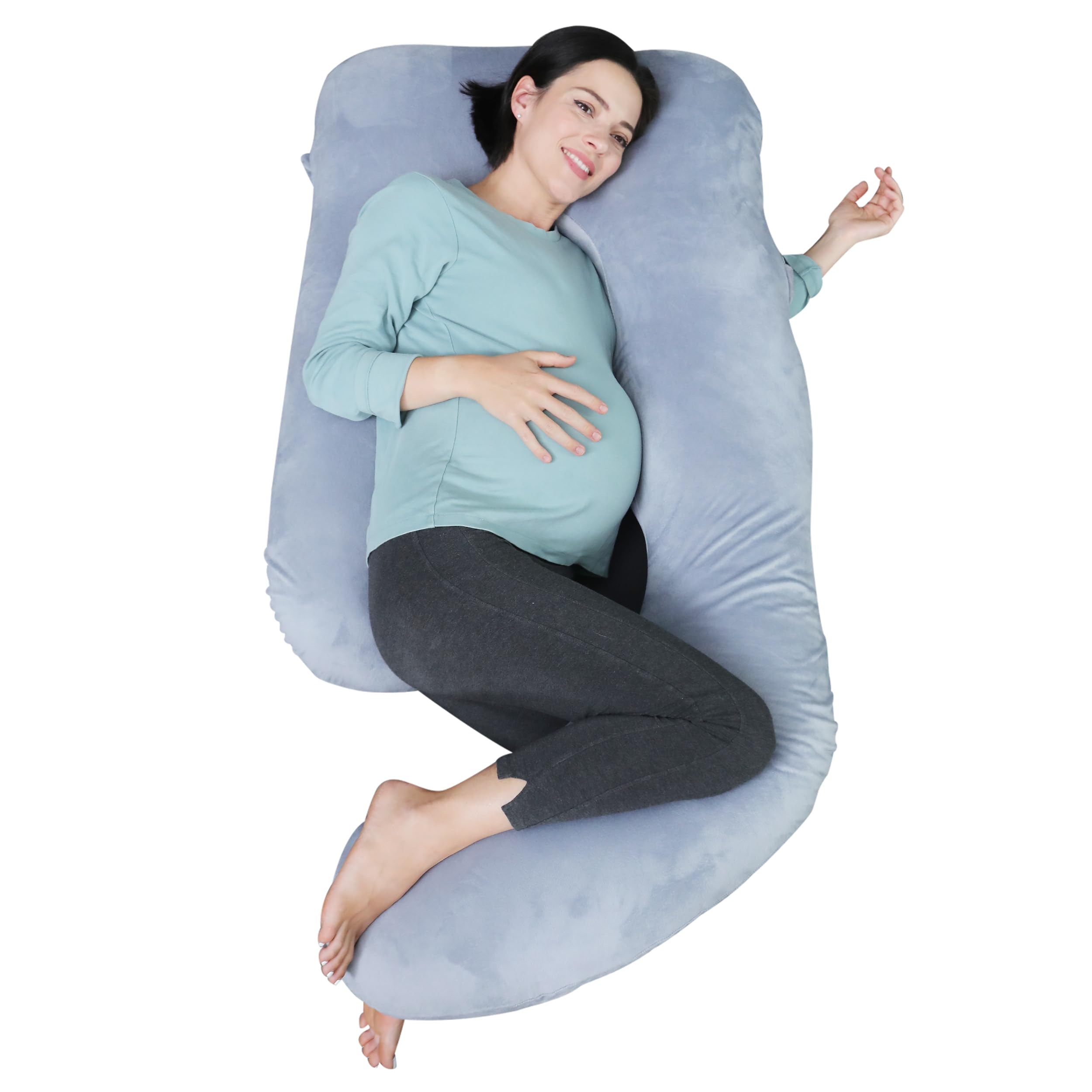 MOON PARK Pregnancy Pillows for Sleeping - U Shaped Full Body Maternity Pillow with Removable Cover - Support for Back, Legs, Belly, HIPS - Grey