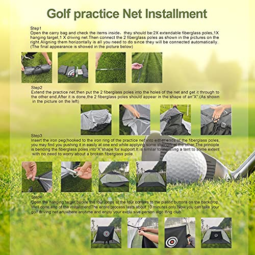 Premkid Golf Net,10 x 7ft Golf Hitting Nets for Backyard Driving, Indoor/Outdoor Golf Chipping/Swing Practice Nets with Targets and Mats (Basic Golf Net Set)