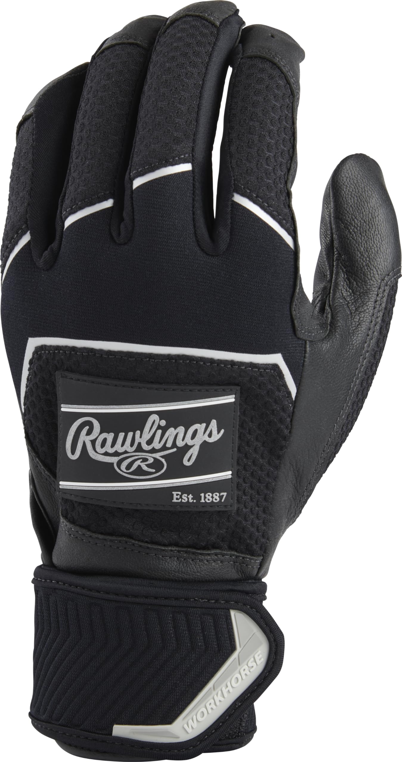 Rawlings | WORKHORSE Baseball Batting Gloves | Compression Strap | Adult Large | White