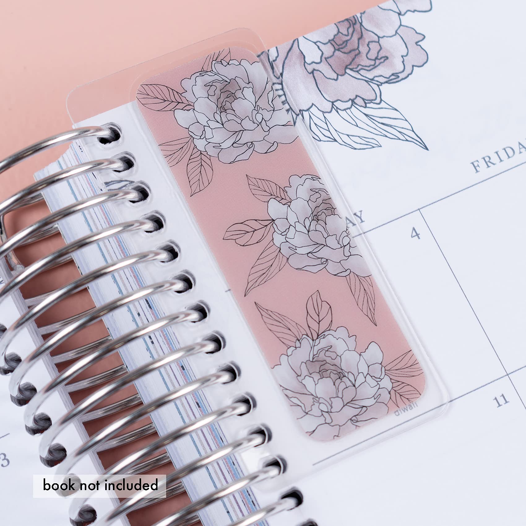 Mini Snap-in Bookmark Trio in Flora, Mark Your Pages in Style with Miniature Snap-in Bookmarks for Coiled Planners, Notebooks, or Binders in Elegant Hand-Sketched Flora Designs by Erin Condren
