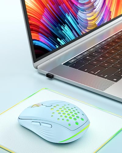 UHURU Wireless Mouse for Laptop, 2.4G Rechargeable LED Mouse, Small Computer Mice with Silent Click,3 Adjustable DPI, 6 Buttons, Compatible with Windows Chromebook (Blue) (UGM-03)