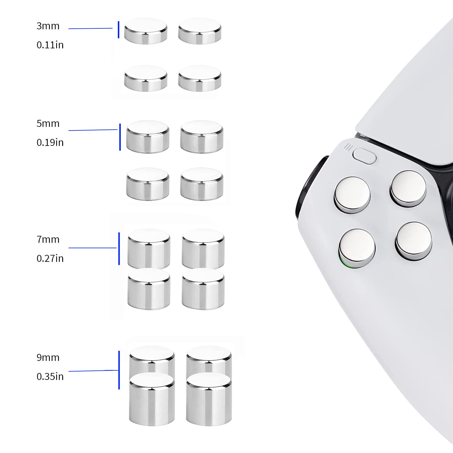 Replacement Buttons Kits for PS5 Controller, Magnetic Swap Thumbsticks D-pad ABXY Buttons, Metal Repair Parts for Playstation 5 Controller (31 in 1)