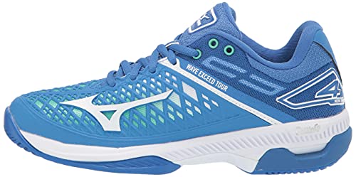 Mizuno Women's Wave Exceed Tour 4 All Court 4 Tennis Shoe, Nebulas Blue-White, 6