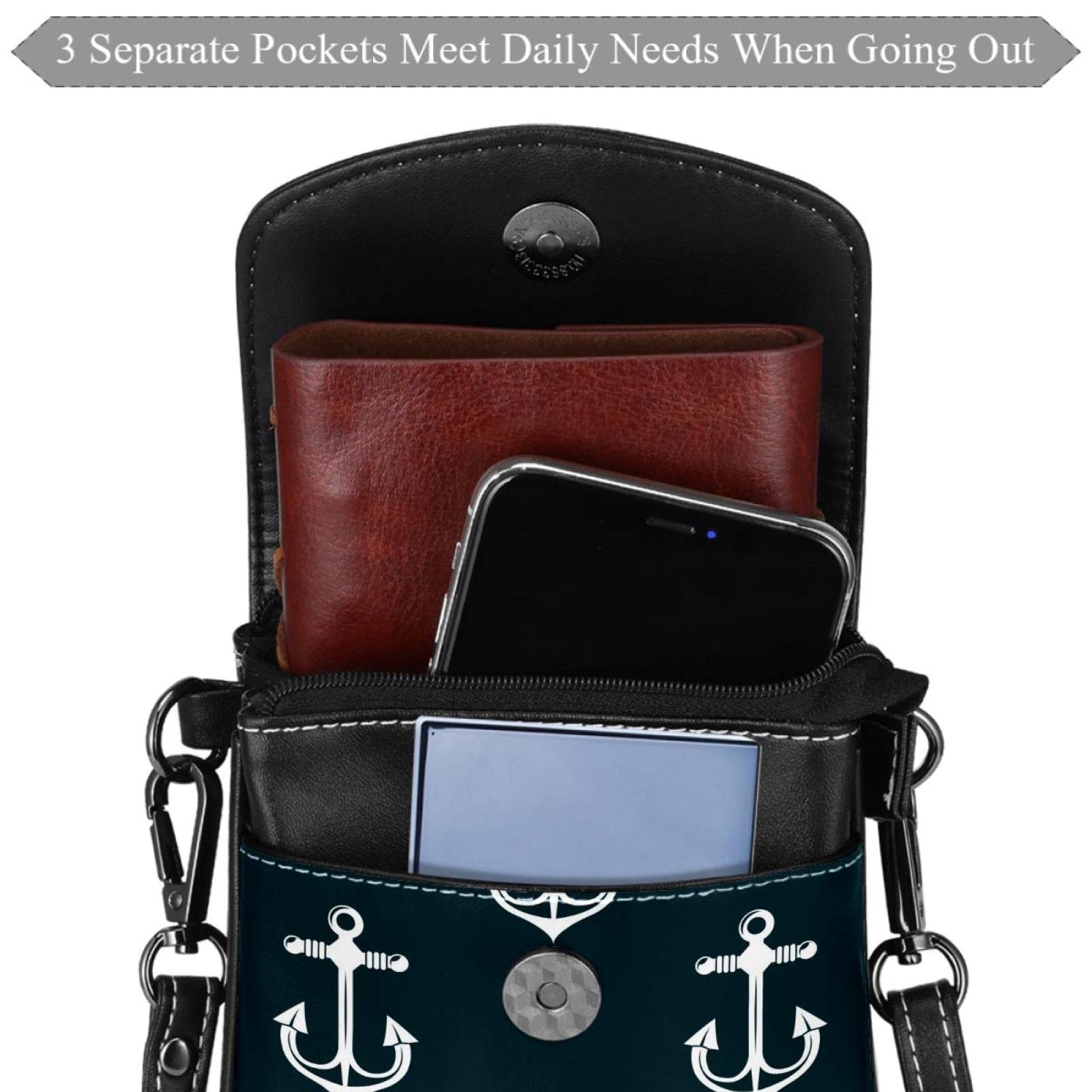 Small Crossbody Cell Phone Purse for Women,Anchor pattern,Cellphone Bags Handbags Shoulder Bag Purse