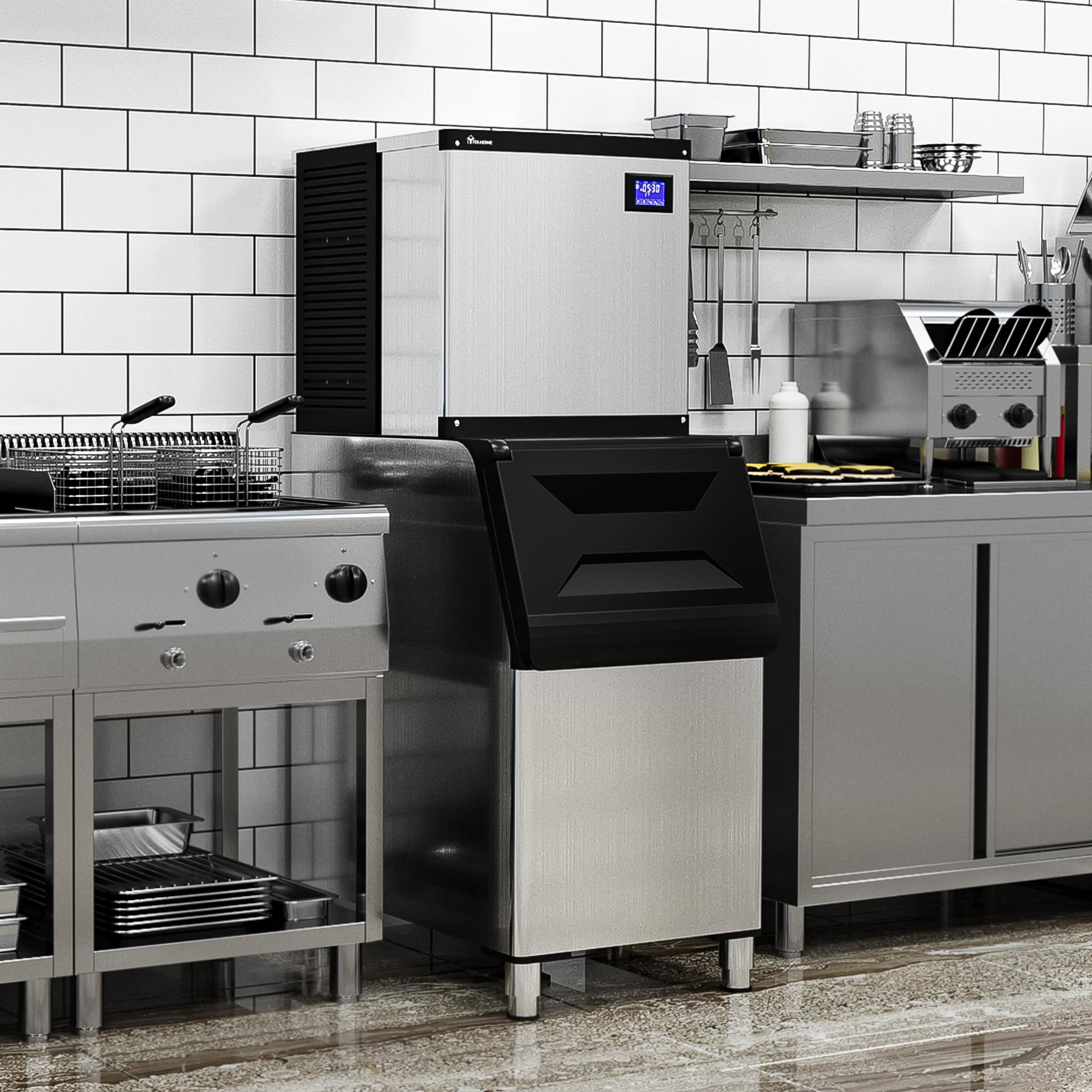 YITAHOME Commercial Ice Maker Machine 400LBS/24H with 250 LBS Storage Bin, Upgraded Compressor, Auto Self-Cleaning, 1000W Stainless Steel Industrial Ice Machine for Restaurant Business Cafe Shop