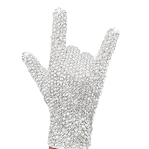 MJ Michael Shiny Glove Ultimate Collection Diamond Gloves 3D Sparkling Crystal Billie Jean Handmade Glove (Left hand)