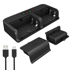 Rechargeable Battery Pack for Xbox Series X|S/Xbox One,2x800 mAH Xbox One Batteries with High-Speed Charging Station for Xbox One S/Xbox One X/Xbox One Elite Controller