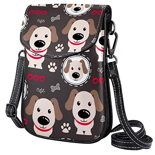 Small Crossbody Bag Brown Dog Cell Phone Purse Wallet