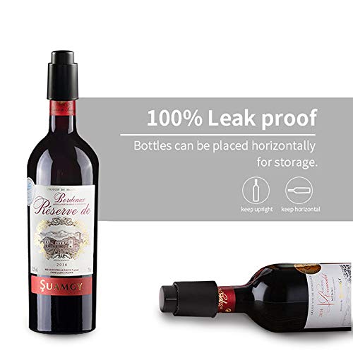 Vacuum Wine Stoppers with Time Scale Record Saver Wine Preserver Leak Proof,Bottle Sealer Keeps Wine Fresh for 7 Days, Best Gifts for Wine Lovers. (2 Pack)