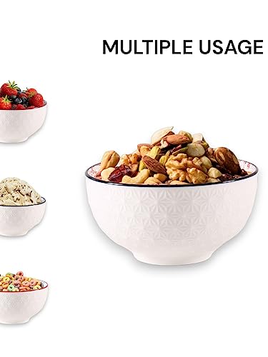 PACIFICA 10oz Ice Cream Bowls - Set of 8, Unique Embossed Design, Versatile Dessert Bowls, Perfect for Entertaining, Ideal Gift