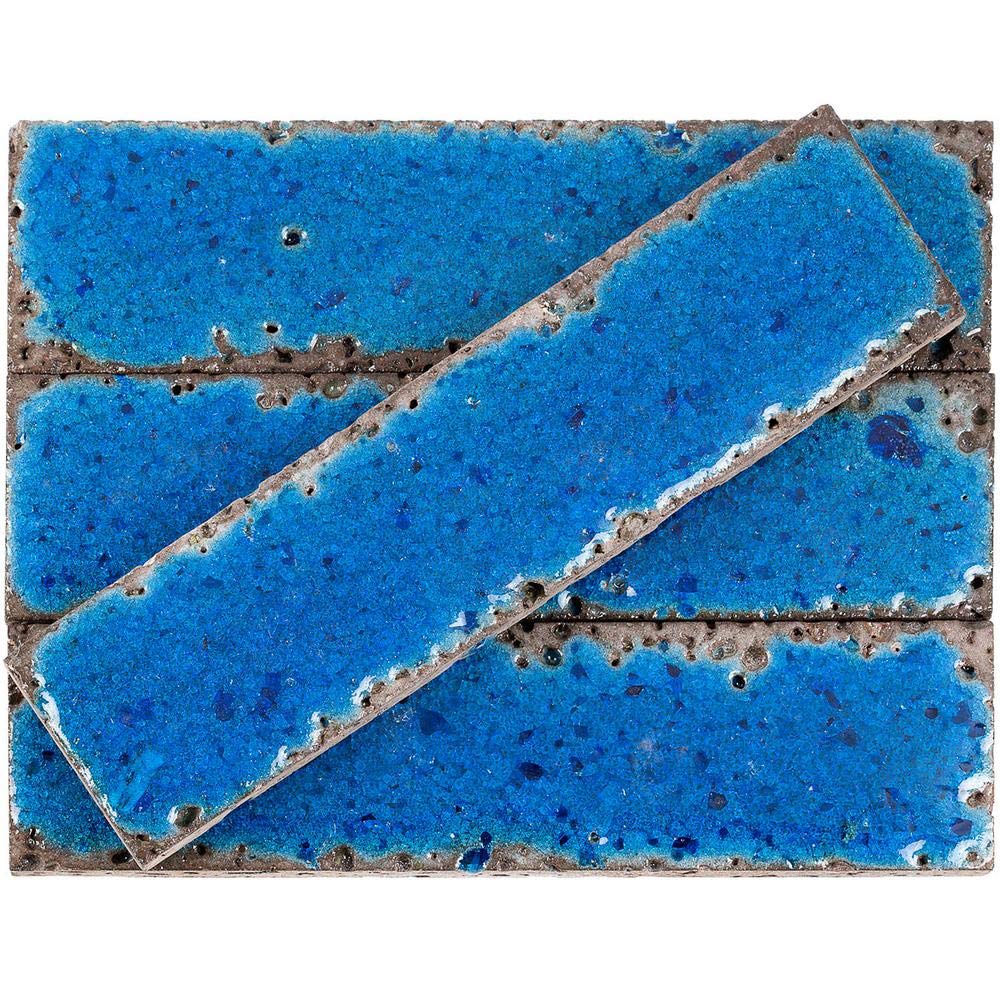 Magma Stone Blue Brick 3 in. x 12 in. 19mm Glazed Subway Tile (4.11 sq. ft. / Box, 17 Pieces per Set