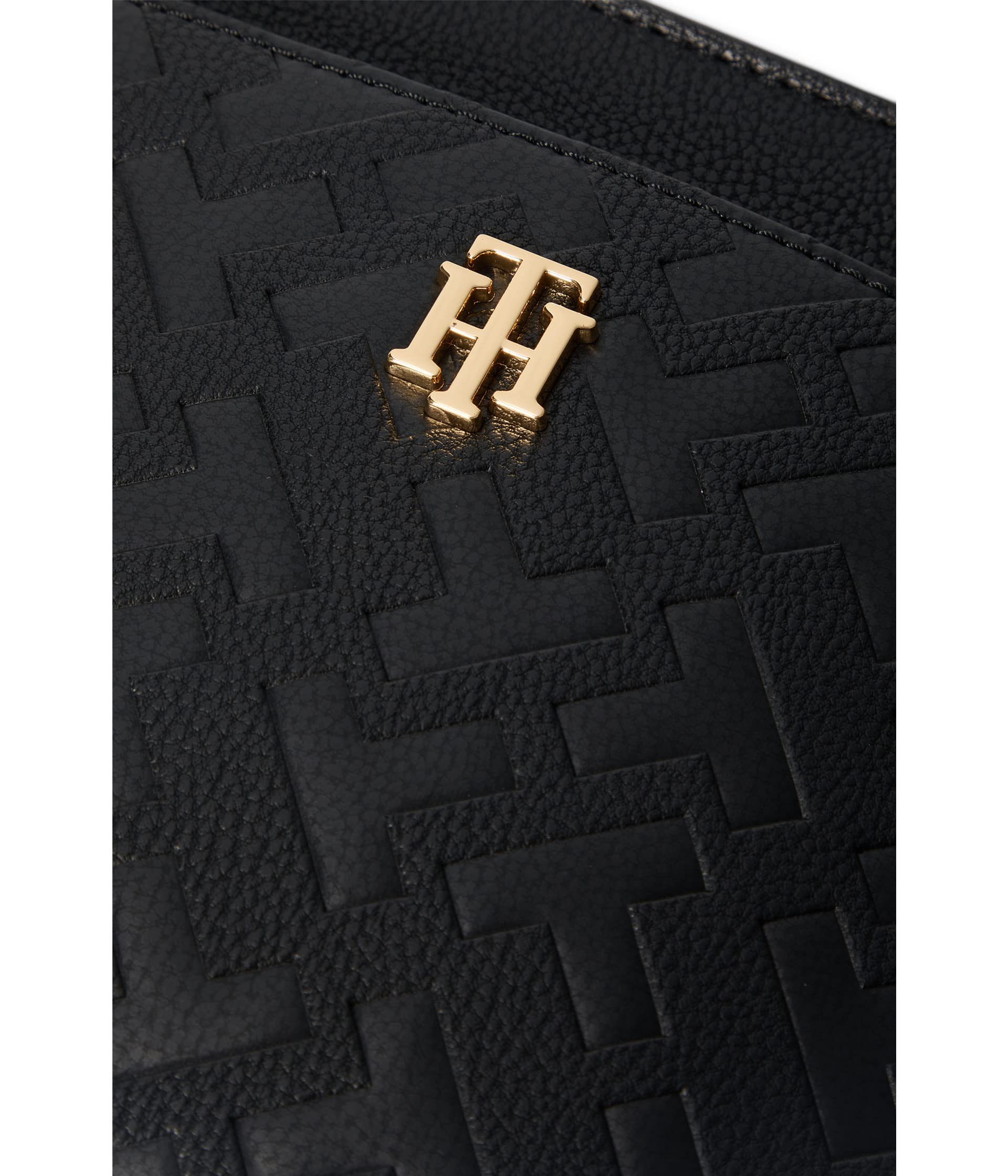 Tommy Hilfiger Antonella II Crossbody Bias Embossed PVC Black One Size