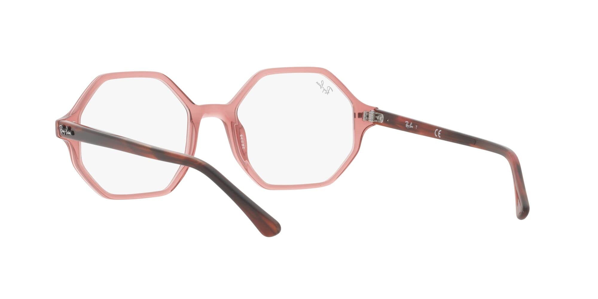 Ray-Ban RX5472 Britt Hexagonal Prescription Eyewear Frames, Transparent Pink/Demo Lens, 54 mm