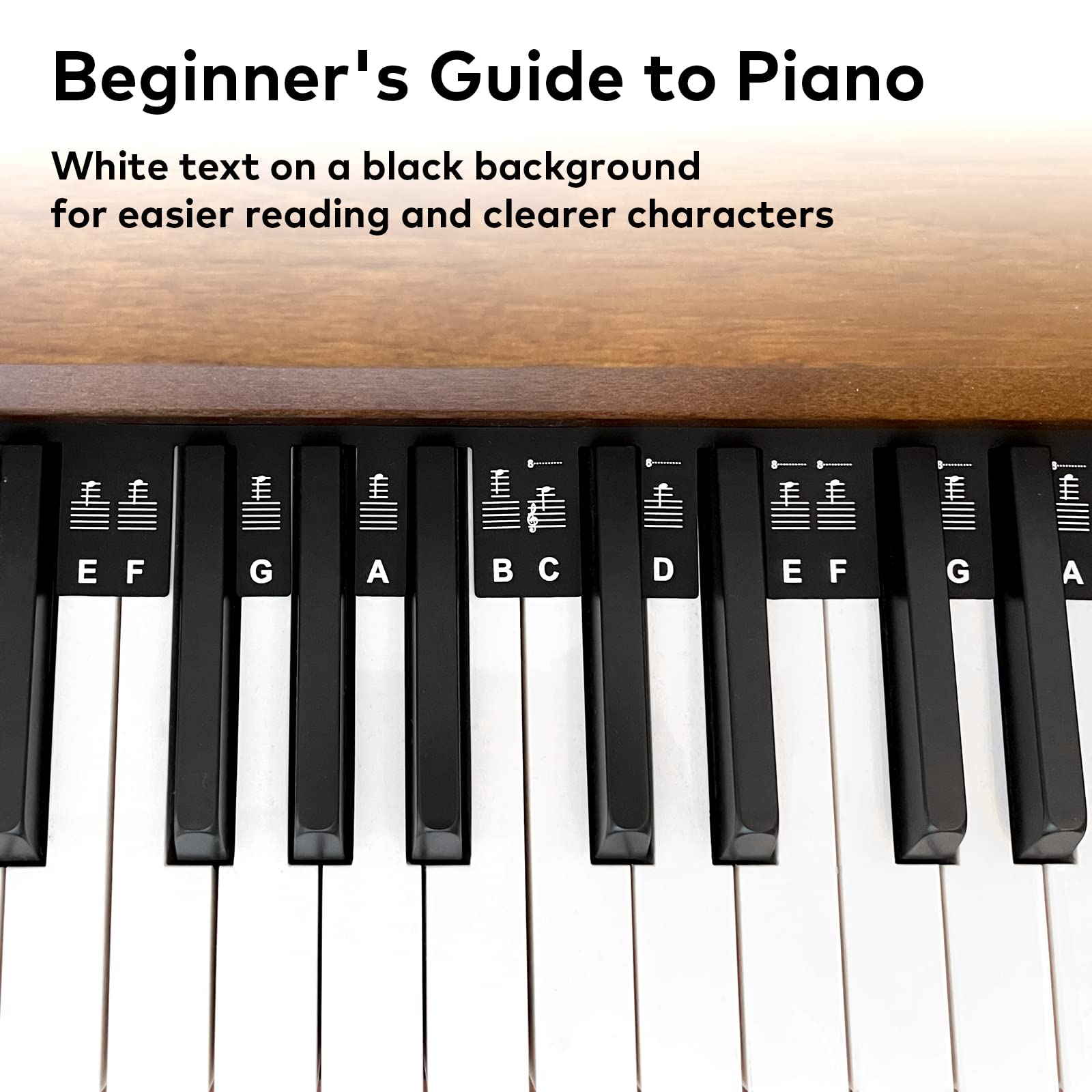 Removable Piano Keyboard Note Labels-Piano Notes Guide for Beginner, Piano Accessories for 88-Key Full Size, Piano Keyboard Stickers, Reusable Silicone Piano Keyboard Labels Comes With Box(Blackļ¼