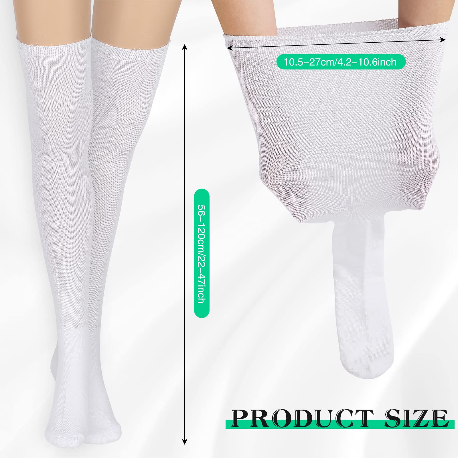 Replacement Sock Liner for Aircast Cast Sock Long Walking Boot Liners Breathable Walking Boot Sock Elastic Cam Walker Boot Line for Women and Men Aircast Compression Walking Boot, White, 2 Pairs