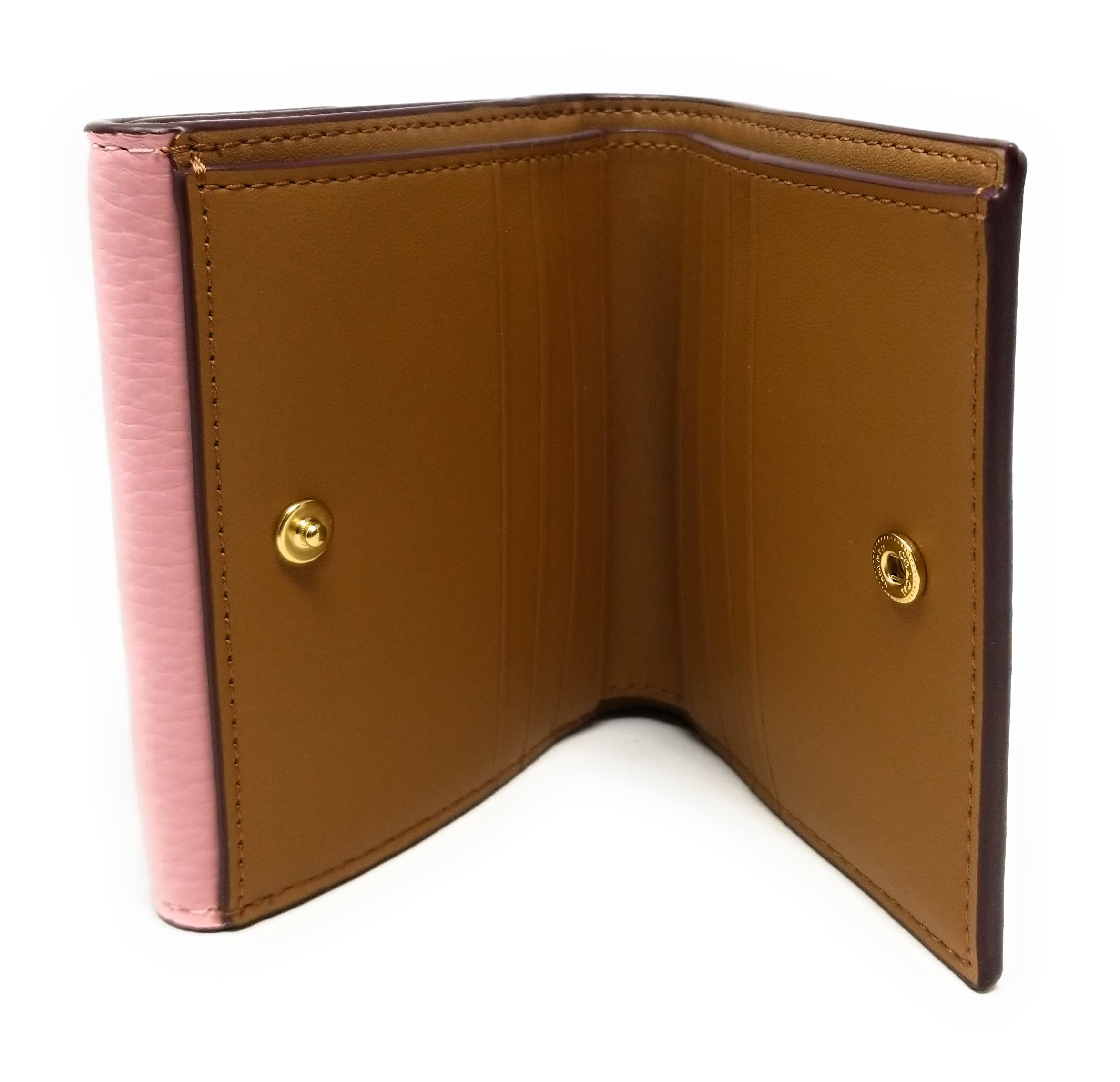 Small Morgan Wallet In Colorblock Signature Canvas (Khaki Powder Pink)