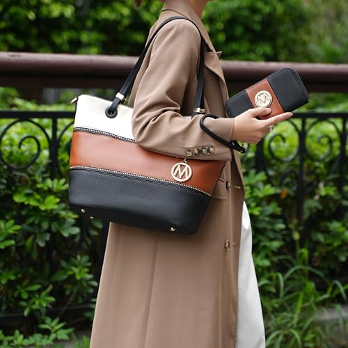 MKF Collection Tote Satchel Handbag for Women, Wristlet Wallet Set β PU Leather Bag β Top Handle Shoulder Purse
