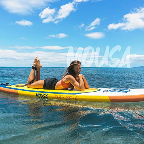 MOUSA 10'8''×33'' Inflatable Stand Up Paddle Board, Paddle Board for Adults, Non-Slip Deck, PVC, Backpack, Removable Fin, Singel-Action Pump, Inflatable SUP for All Skill Levels