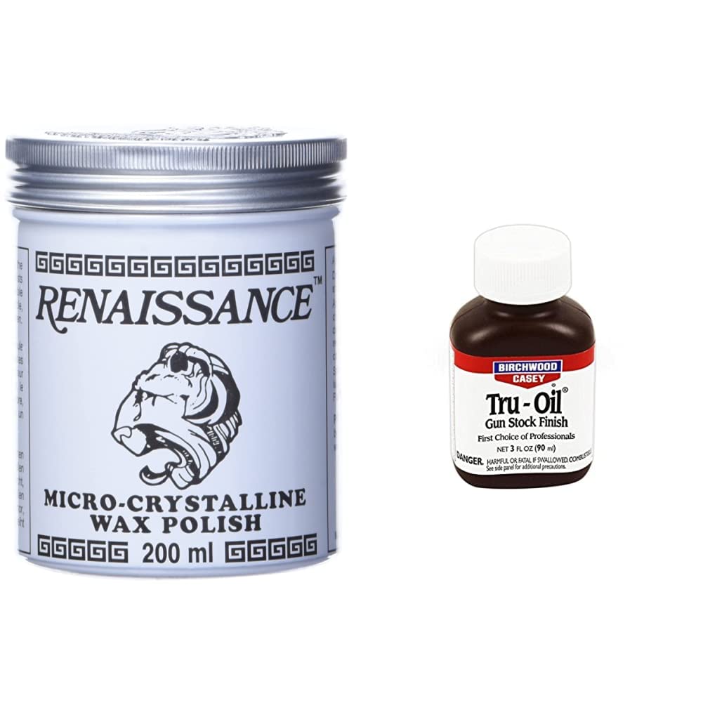 Renaissance unisex Wax Polish fixed blade hunting knife + Birchwood Casey Tru-Oil Stock Finish