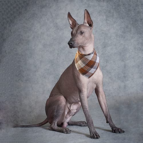 YUANKEXIANG Fall Bandana for Dogs 2 Pack - Christmas Pet Triangle Scarf Classic Plaid Reversible Bibs Kerchief Saliva Towel Set Pet Costume Accessories for Small Medium Large Dogs Cats