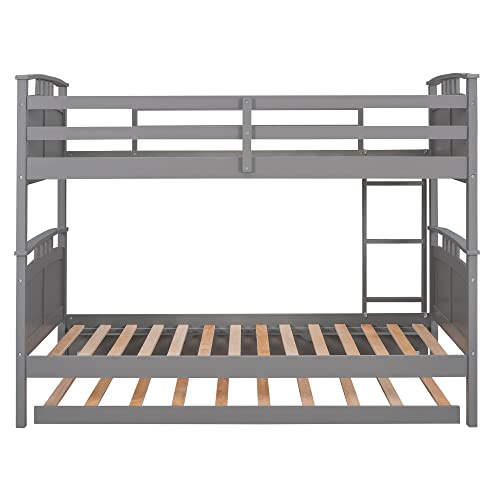 Lifeand Twin-Over-Twin Bunk Bed with Twin size Trundle,Separable Bunk Bed for Bedroom,Gray