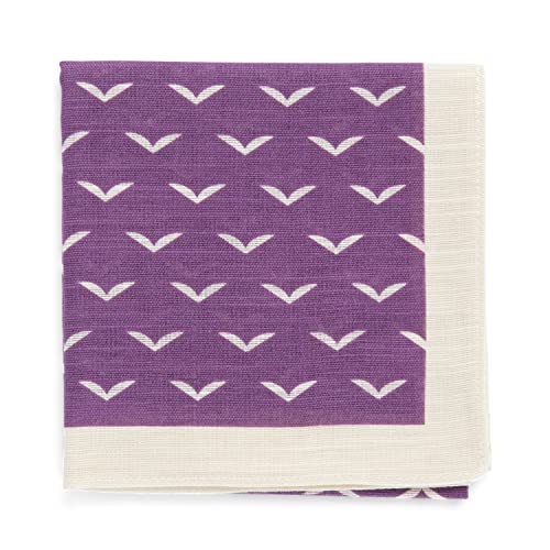 TD Japanese Handkerchief, 100% Cotton, Bird Pattern, Purple