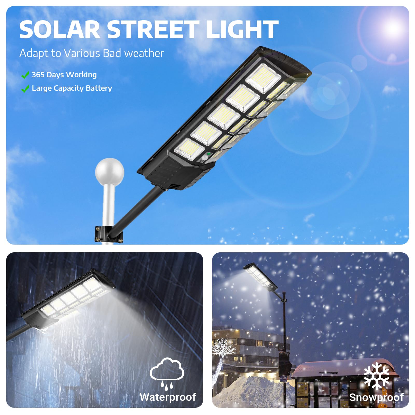 Xmart Solar Street Lights Outdoor Waterproof 80000LM 744 Upgraded LEDs Solar Parking Lot Lights Dusk to Dawn Solar Motion Flood Light Wide Angle Sensor and Remote Control for Area Pole Yard 2-Pack