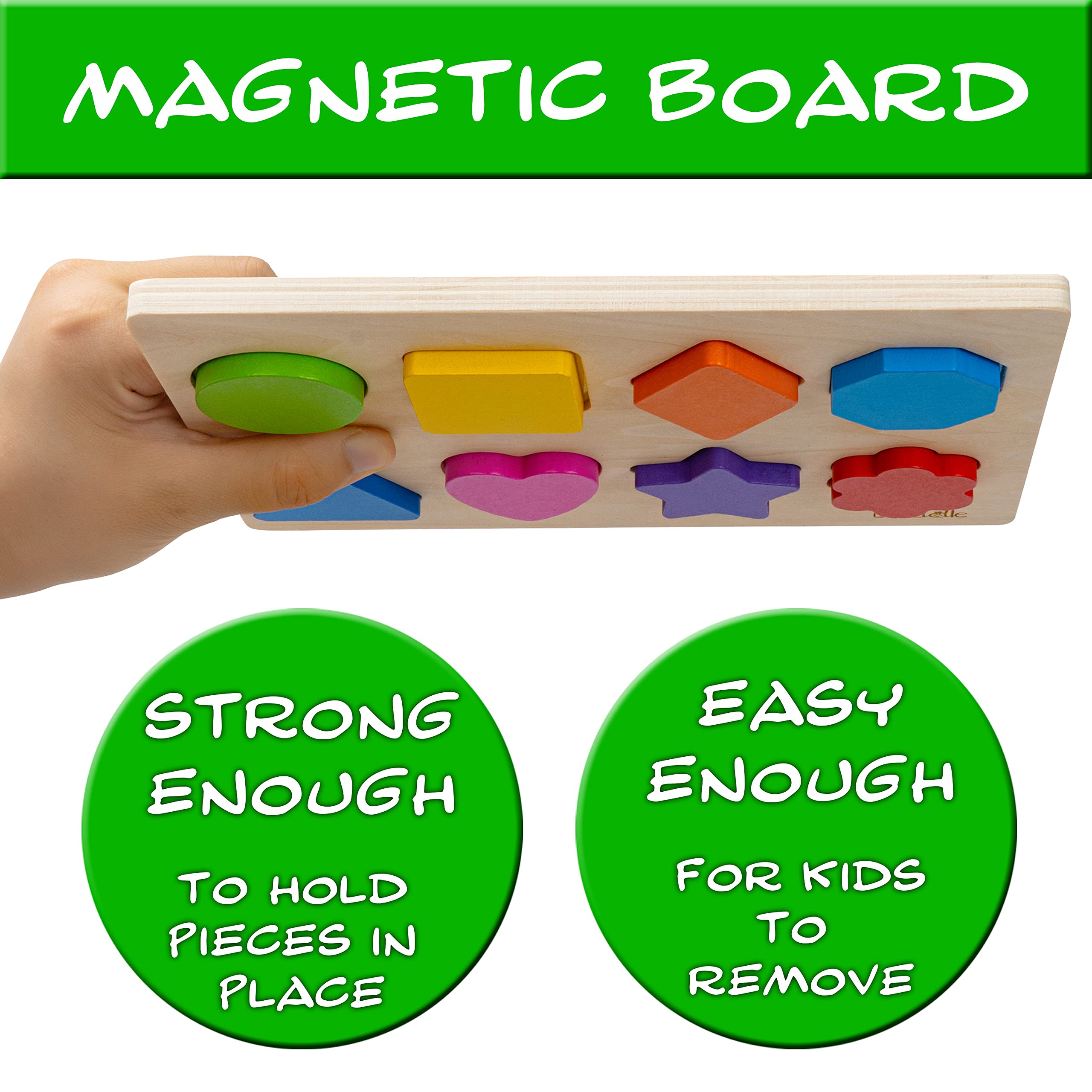 Magnetic Wooden Educational Shape Puzzle - Learn Colors & Shape Recognition Toy β Toddler Preschool Game β Kids Montessori Education