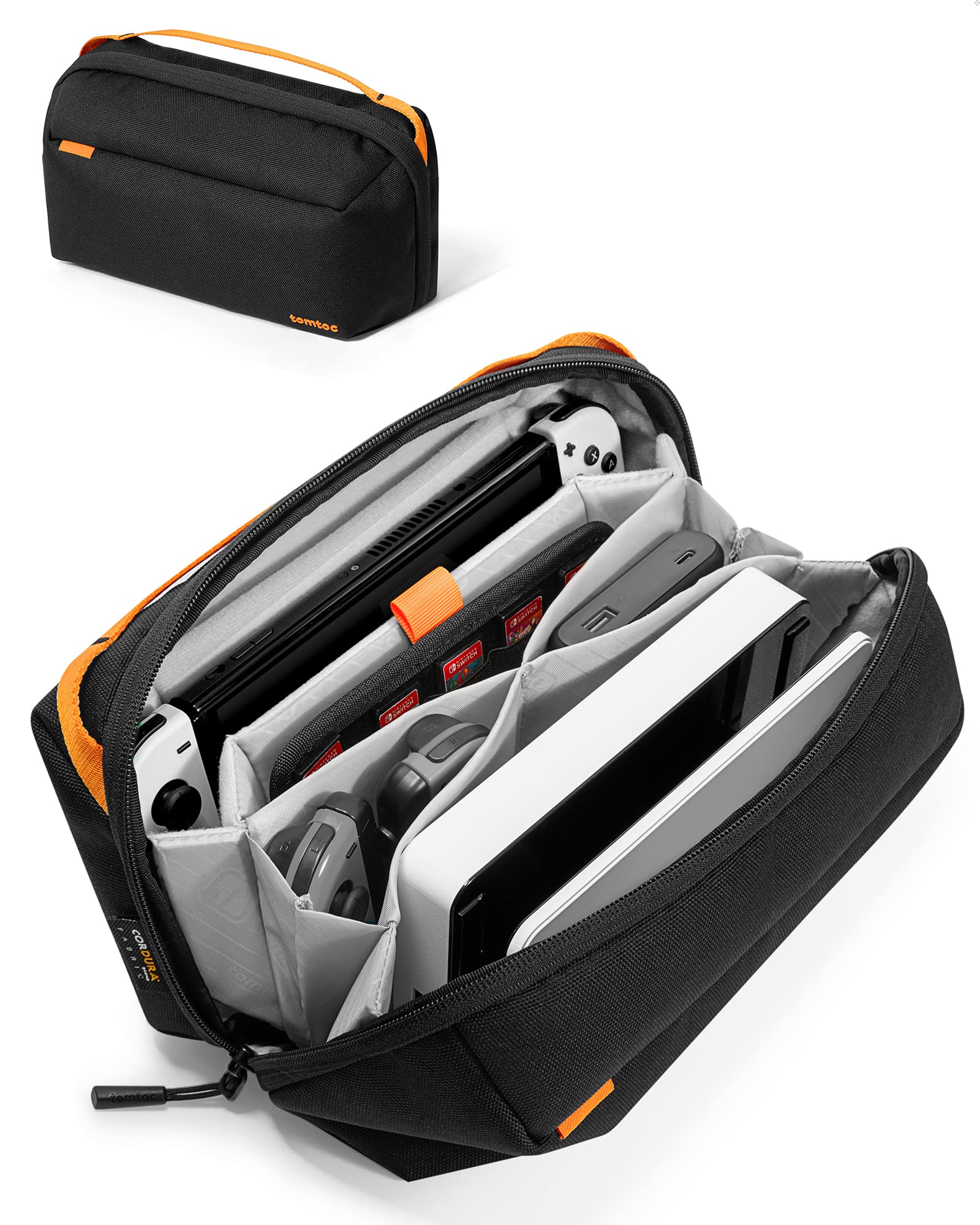 tomtoc Carrying Bag for Nintendo Switch/ OLED, Protective Large Capacity, with 20 Game Card Slots, Travel Storage Pouch, Electronics Accessory Organizer, Travel-Friendly-Handle